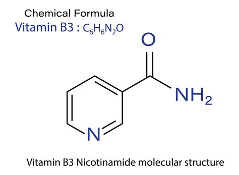 Chemical Formula Vitamin B3 Nicotinamide Molecule Skeletal Vector