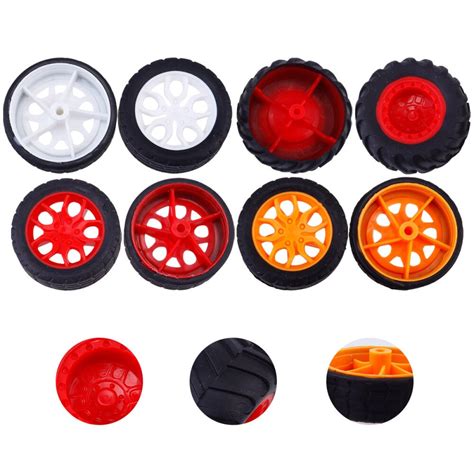 8 Pcs Four Wheel Drive Wheels Small Diy Plastic To Vicedeal
