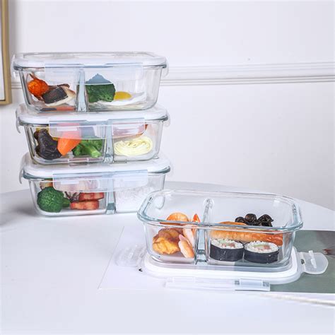 Borosilicate Glass Lunch Box Glass Food Container With Airtight Lid