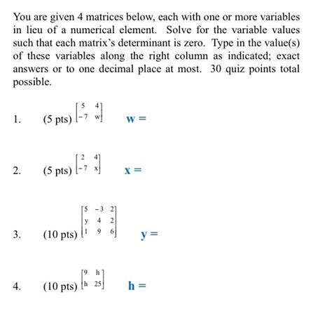 Solved You Are Given Matrices Below Each With One Or More Chegg Com