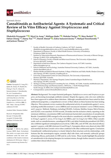 Pdf Cannabinoids As Antibacterial Agents A Systematic And Critical Review Of In Vitro