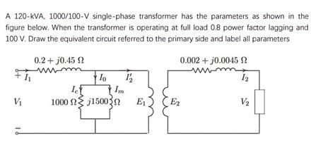 Solved A 120 Kva 1000 100 V Single Phase Transformer Has The Parameters 1 Answer