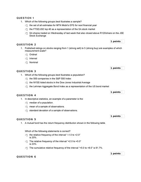 Statistical Tut Questions Q U E S T I O N 1 Which Of The Following