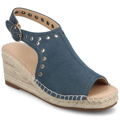 Journee Womens Crisie Ankle Strap Espadrille Wedge Sandals