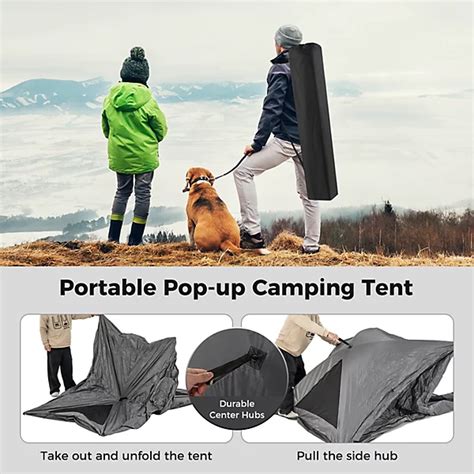Costway 2 3 People Instant Pop Up Camping Tent 360 One Way See Through
