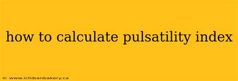How To Calculate Pulsatility Index