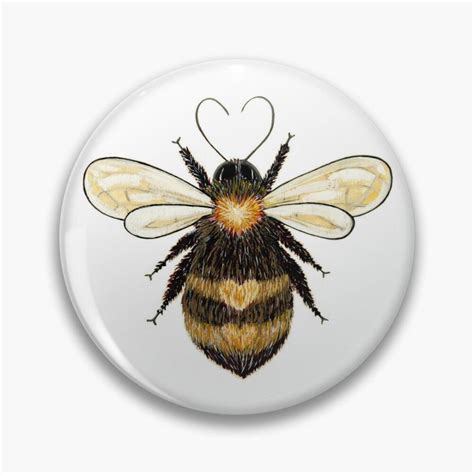 A Buzzy Love Bee He Has Hearts In His Fur Ink Drawing Pin For Sale By Amandanx Ink
