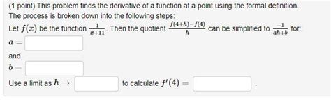 Solved Point This Problem Finds The Derivative Of A Chegg
