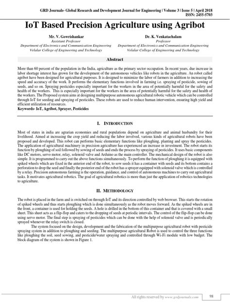 Iot Based Precision Agriculture Using Agribot Pdf Agriculture