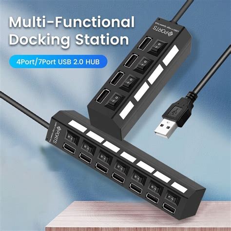 Bộ Chuyển Đổi Nguồn USB 2 0 4 7 Cổng Đa USB Bộ Chia Hub USB 2 0 USB Nhiều Mở Rộng Công Tắc