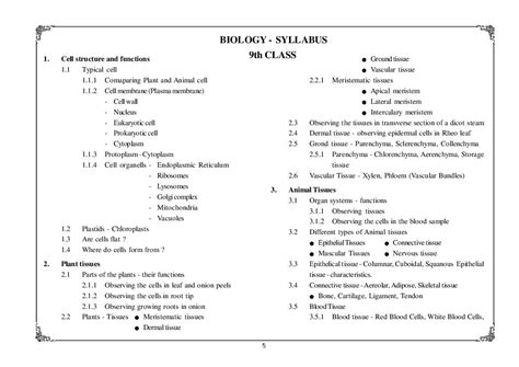 Telangana Board Class 9 Biology Syllabus 2024 Pdf Download Scert