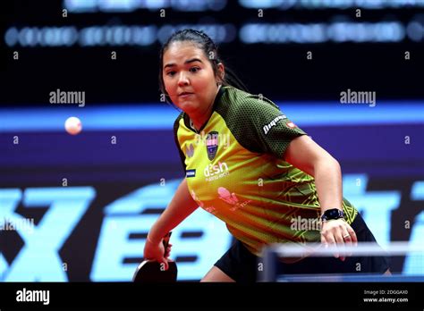 Puerto Rican Table Tennis Player Adriana Diaz Plays Against Taiwanese