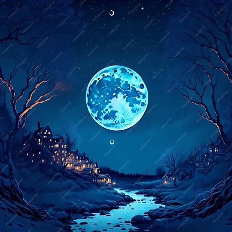 Premium Ai Image 2d Cartoon Moonlight Background
