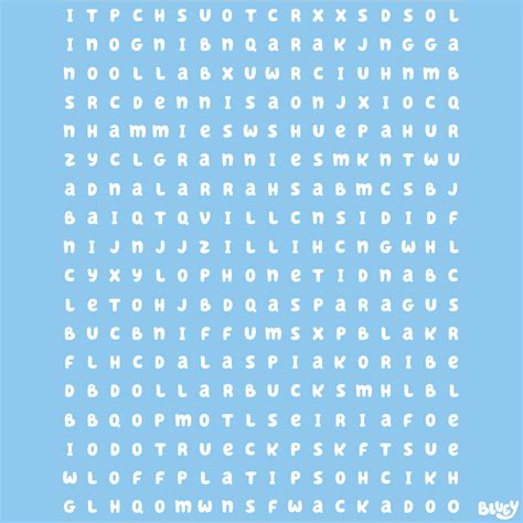 Bluey Word Search Printable