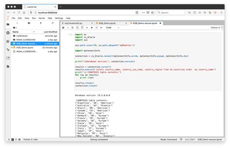 how to connect jupyterlab and jupyter notebooks oracle autonomous