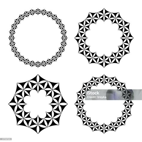 Set Of Circle Design Elements Radial Patterns For Round Frames Stock Illustration Download