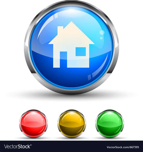 Home Glossy Button Royalty Free Vector Image VectorStock