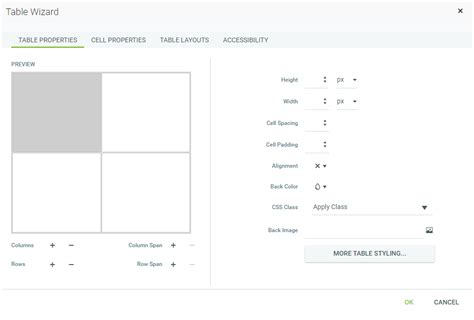 Use The Table Wizard