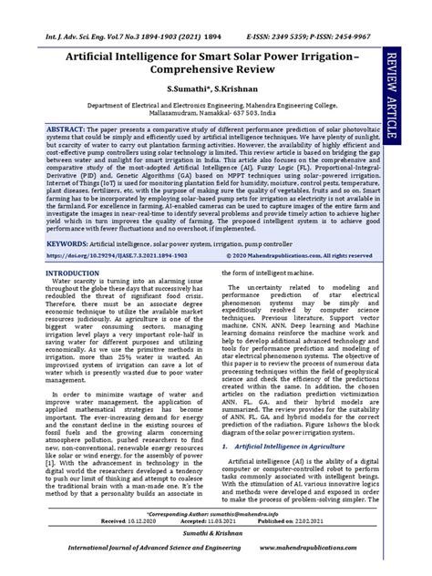 Artificial Intelligence For Smart Solar Pdf Photovoltaics Photovoltaic System