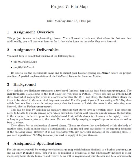 Project 7 Fifo Map Due Monday June 18 1159 Pm 1