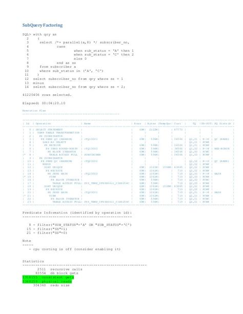 Subquery Factoring For Fts