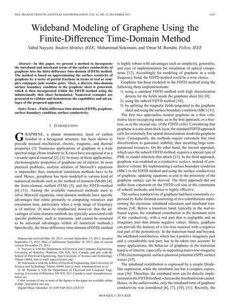 Pdf Wideband Modeling Of Graphene Using The Finite Difference Time