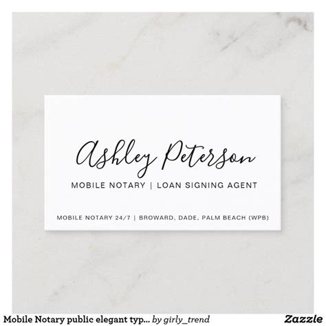 Mobile Notary Public Elegant Typography Minimalist Business Card