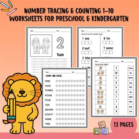 Number Tracing And Counting 1 10 Worksheets For Preschool And Kindergarten