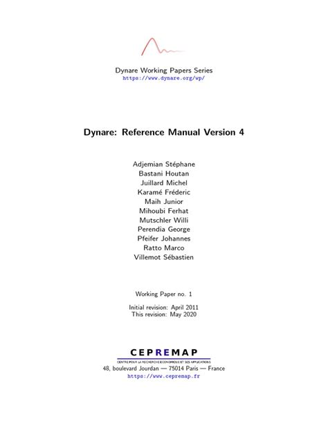dynare reference manual version 4 dynare working papers series pdf