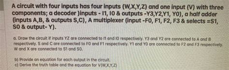 solved a circuit with four inputs has four inputs w x y z