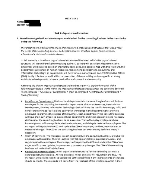 WGU D078 Organizational Structure D078 WGU Studocu