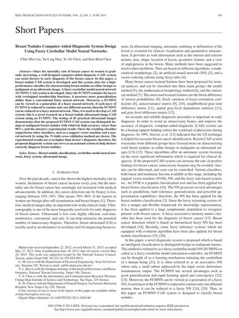 Pdf Breast Nodules Computer Aided Diagnostic System Design Using Fuzzy Cerebellar Model Neural
