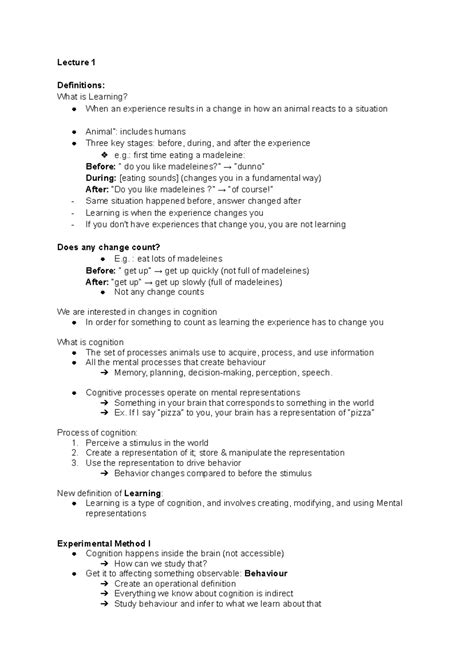 Intro To Learning Lec 1 Lecture 1 Notes Lecture 1 Definitions What Is Learning When An