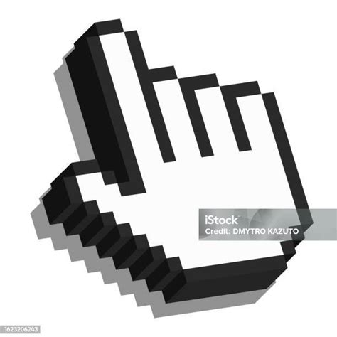 Pixel 3d Mouse Cursor Mouse Hand Cursor Computer Mouse Click Cursor Vector Clipart Stock
