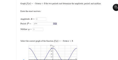 Solved Graph F X −5cosx 3 For Two Periods And Determine The