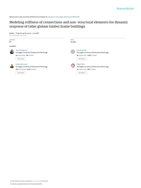 Modeling Stiffness Of Connections And Non Structural Elements For Dynamic Response Of Taller