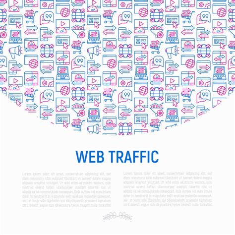Web Traffic Concept With Thin Line Icons Stock Vector Illustration Of