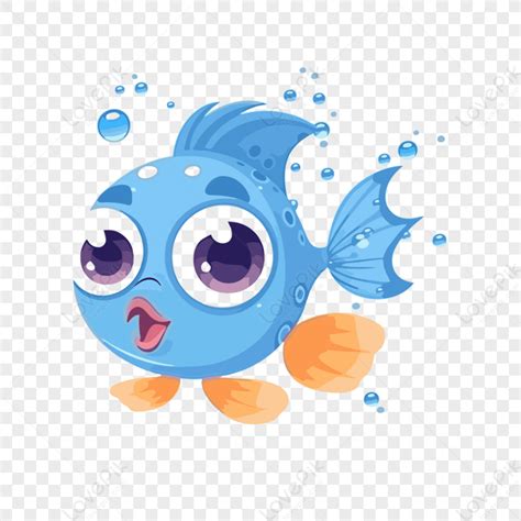 점프 물고기 클립 아트 애니메이션 만화에 대한 거품을 들고 작은 물고기 벡터 Png 일러스트 무료 다운로드 Lovepik