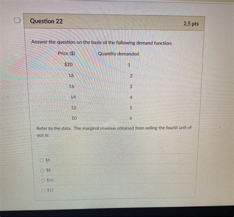 solved question 22 2 5 pts answer the question on the basis