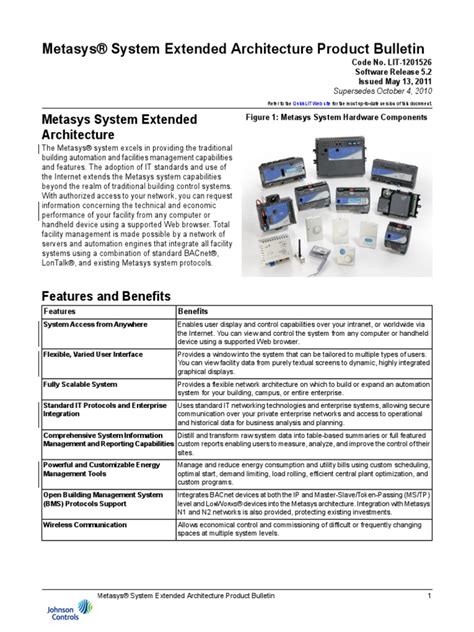 Metasys® System Extended Architecture Product Bulletin Pdf Internet Computer Network