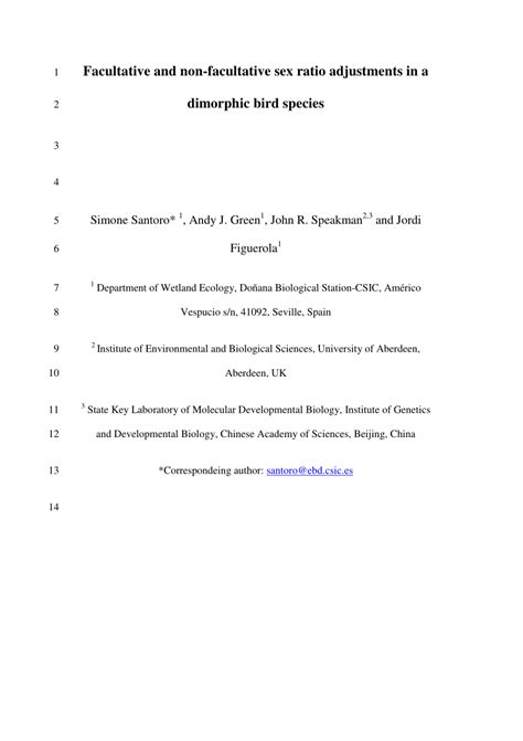 Pdf Facultative And Non Facultative Sex Ratio Adjustments In A