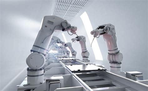 Premium Photo Automation Industry Concept With 3d Rendering Robot Assembly Line InÂ Â Factory