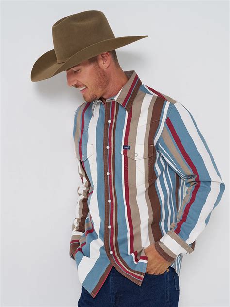 Wrangler Mens L S Vintage Inspired Brushpopper Western Snap Work Shir