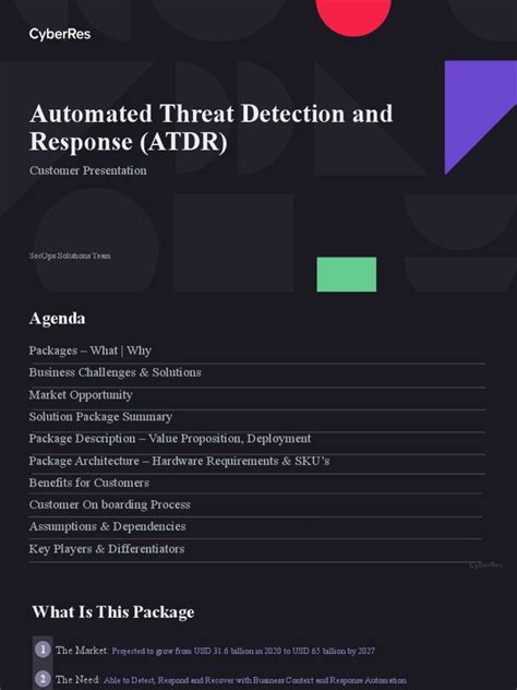 Automated Threat Detection And Response Atdr Customer Presentation Pdf Automation Security