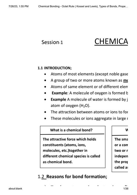 solution chemical bonding octet rule kossel and lewis types of bonds