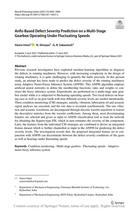Anfis Based Defect Severity Prediction On A Multi Stage Gearbox