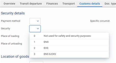 Which Security Options Are Available In A Transit Declaration Aeb