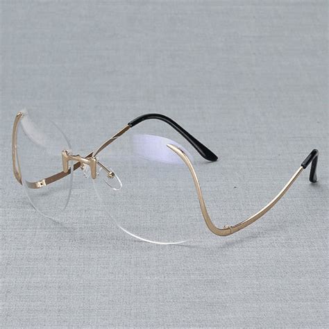 Color Ocean Lens Frameless Bent Leg Sunglasses Photo Color Clear