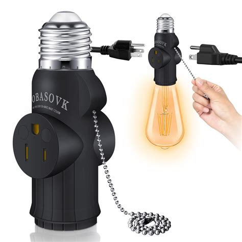 Tobasovk Double Sides Both Support Prong Light Socket To Plug Adapter Light Bulb Outlet