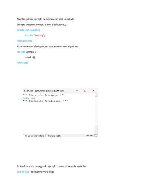 Ejercicios De De Subprocesos En Pseint Pdf